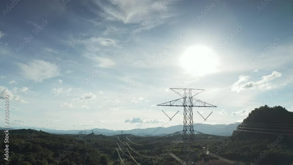 Transmission tower in aerial view. May called electricity pylon, steel ...