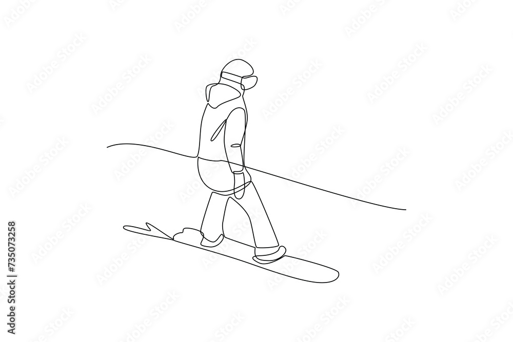 Continuous one line drawing Four seasons concept. Doodle vector ...