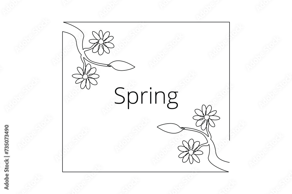 Continuous one line drawing Four seasons concept. Doodle vector ...