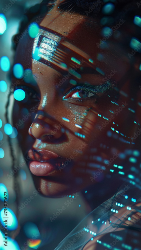 Female Computer Engineer Works on a Neural Network/ Artificial ...