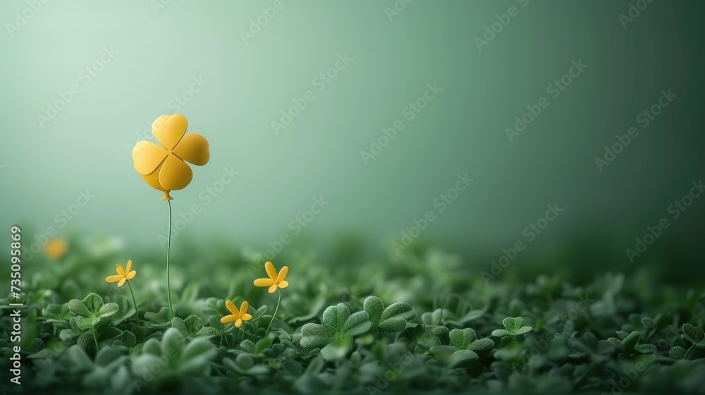 Stockfoto The image features a field of rich green clover with a ...