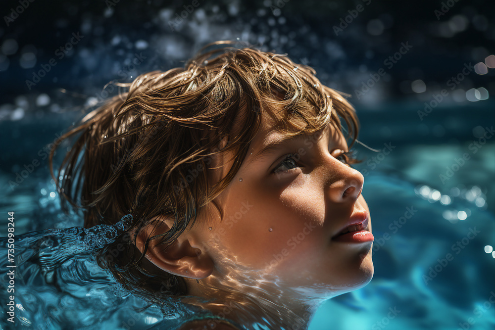 Generative AI photo picture of cute adorable pupil learning to swim in ...