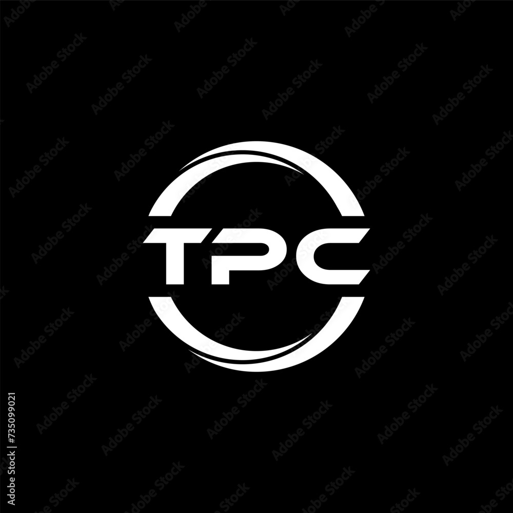 TPC letter logo design with black background in illustrator, cube logo ...