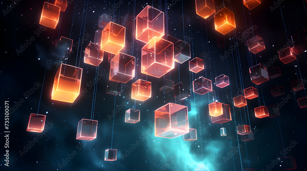 3d cube background on the background of the cube glowing background ...