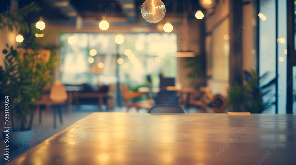 wood table on blur of cafe, coffee shop, bar, background - can used for ...