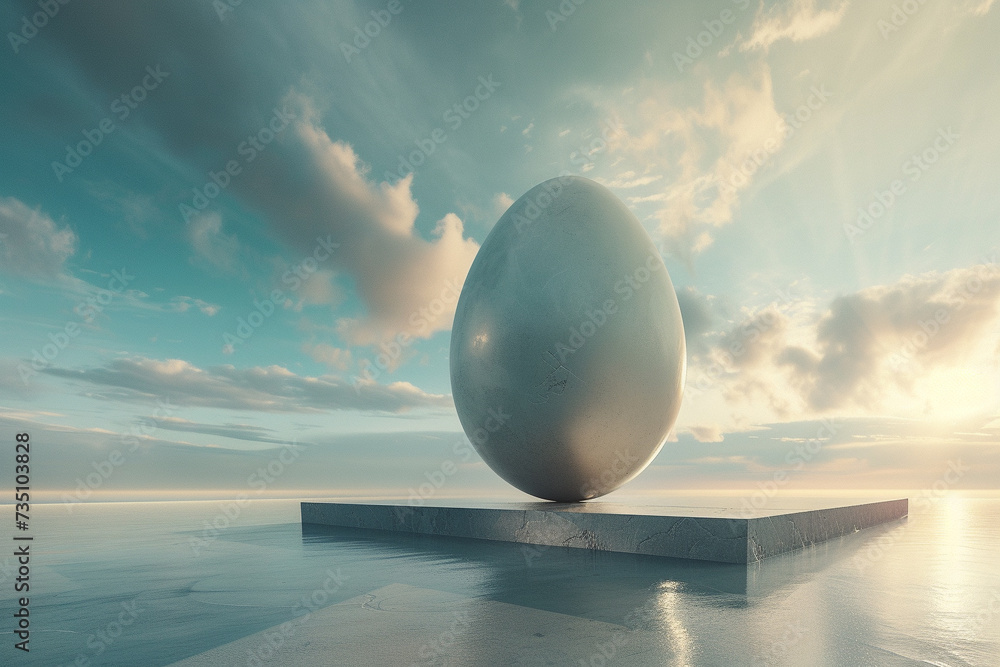 Imagine an egg as the anchor point in a gravity defying abstract scene ...