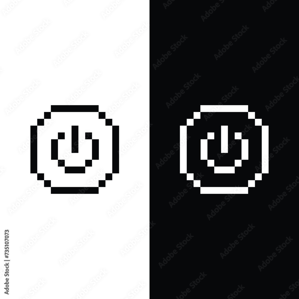 Power icon 8 bit, pixel art switch turn icon for game logo. Stock ...