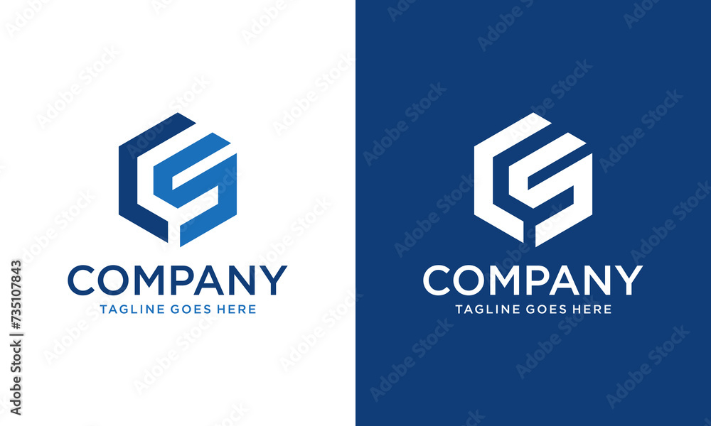Creative hexagon CS logo letter initial, letter cs with hexagon logo ...