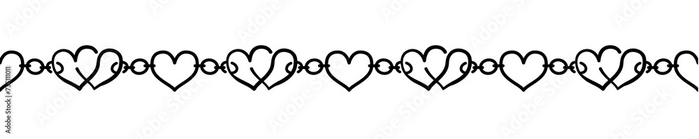 Chained hearts black and white seamless pattern. PNG with transparent ...