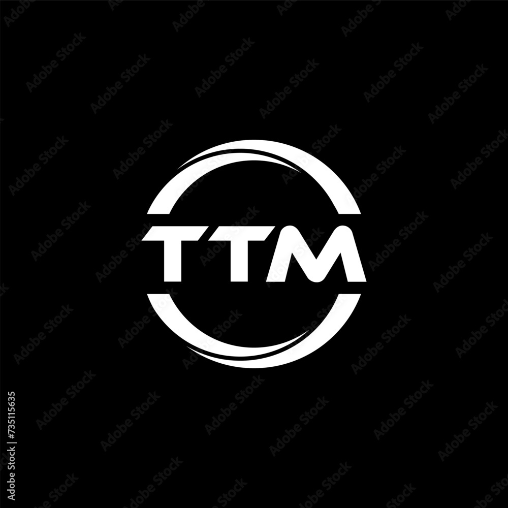TTM letter logo design with black background in illustrator, cube logo ...