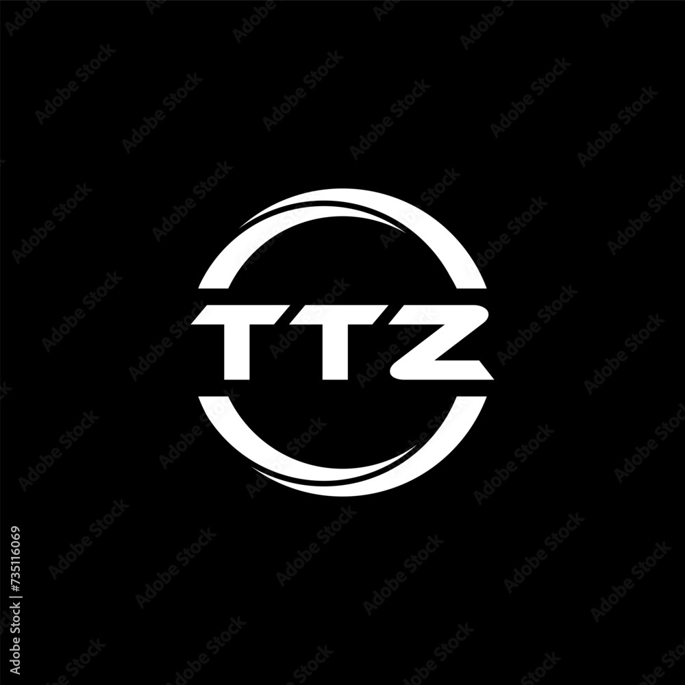 TTZ letter logo design with black background in illustrator, cube logo ...
