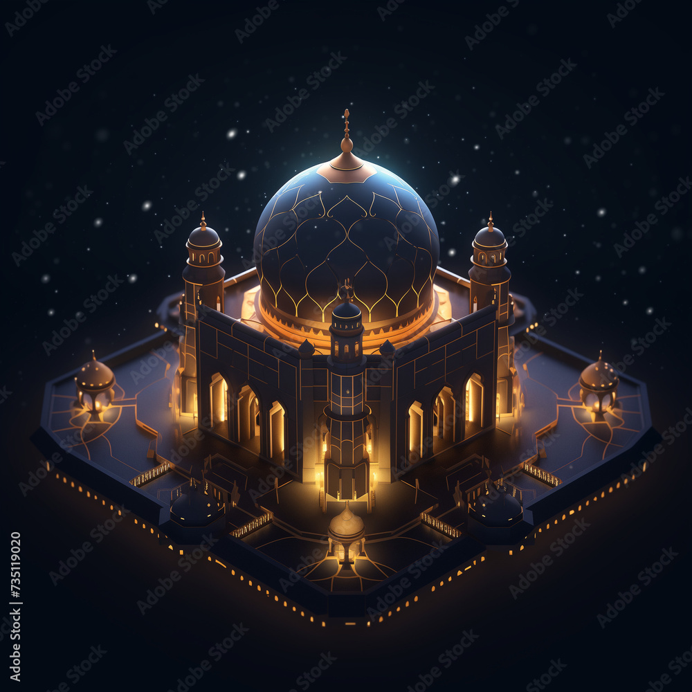 Sikh gurdwara 3d model wallpaper in night light. Punjabi, muslim ...