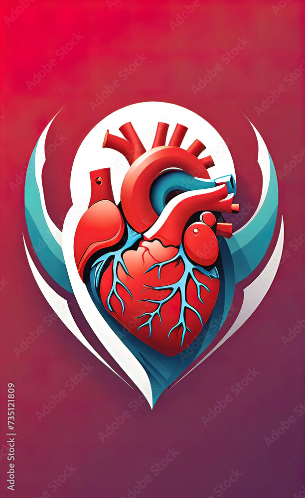 vector illustration, simple human heart logo, human and heart health ...