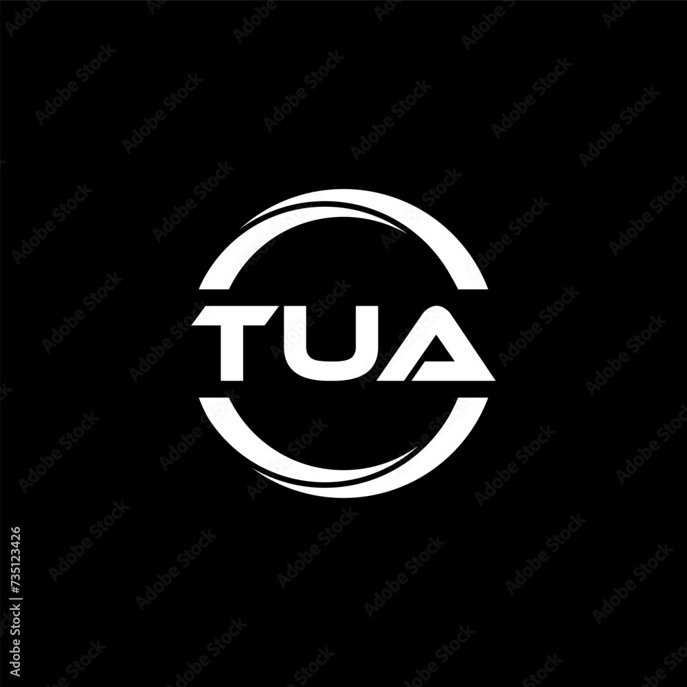 TUA letter logo design with black background in illustrator, cube logo ...