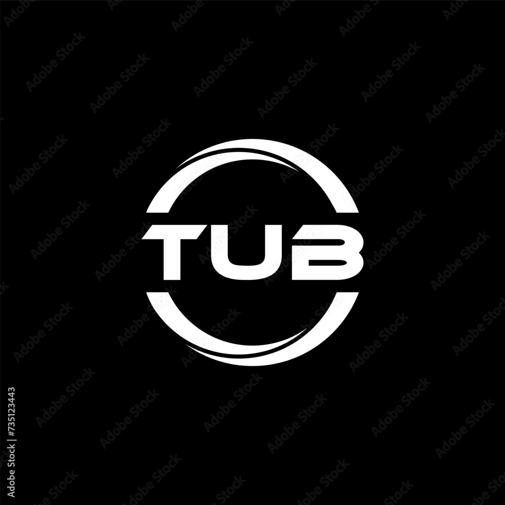 TUB letter logo design with black background in illustrator, cube logo ...