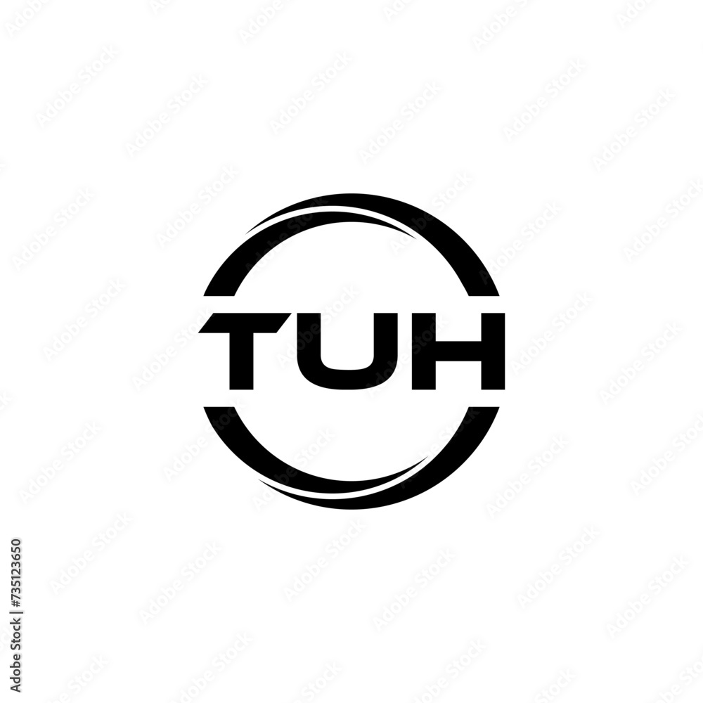 TUH letter logo design with white background in illustrator, cube logo ...
