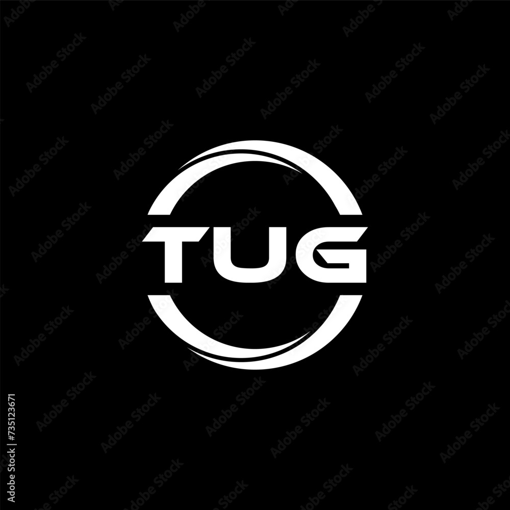 TUG letter logo design with black background in illustrator, cube logo ...