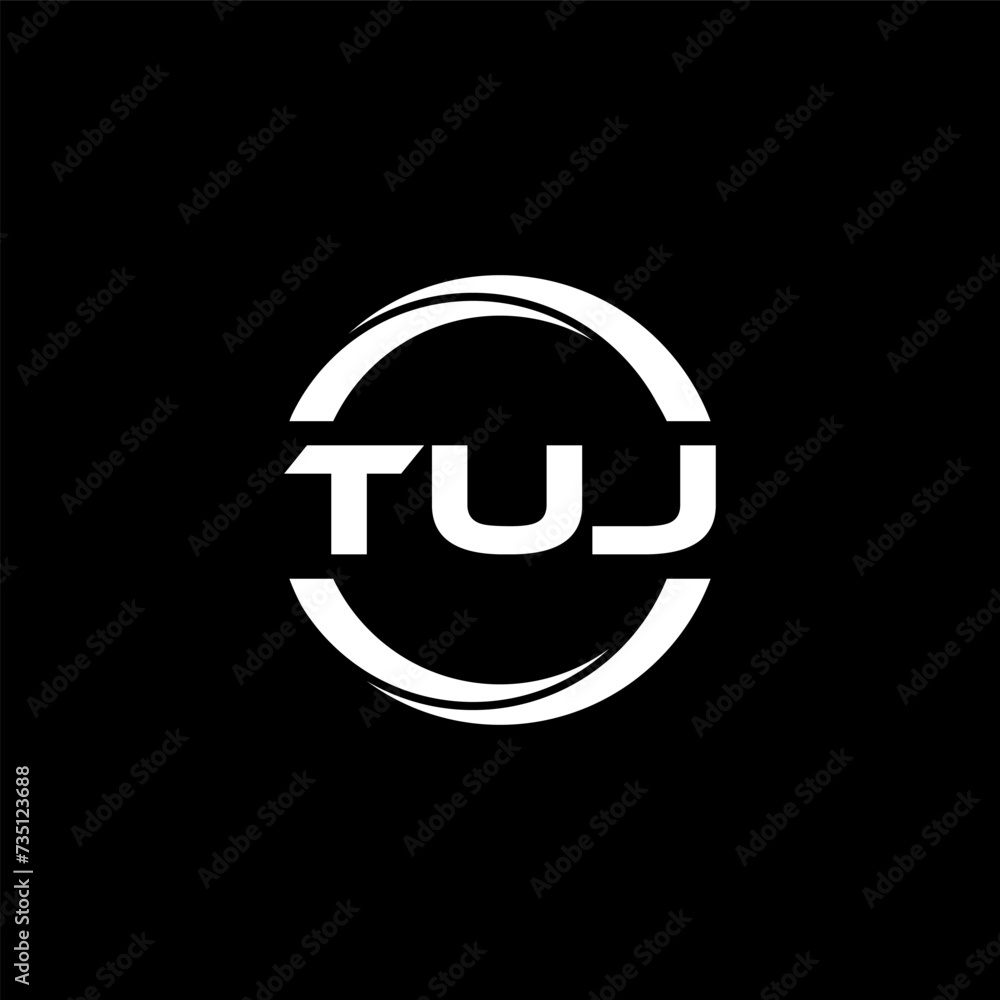 TUJ letter logo design with black background in illustrator, cube logo ...