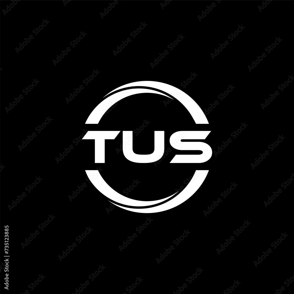 TUS letter logo design with black background in illustrator, cube logo ...