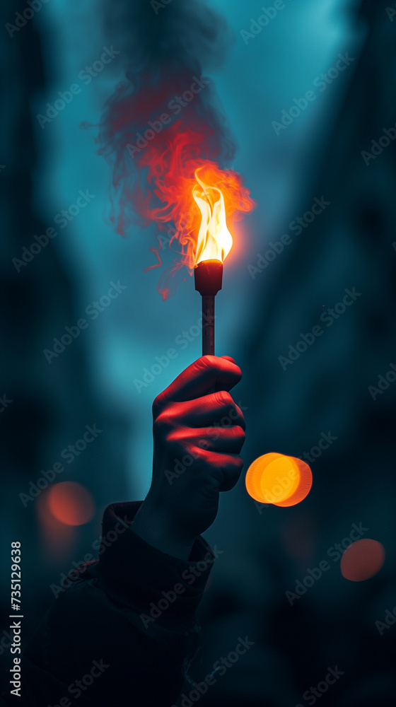 Glowing Flare Held Aloft in Protest: A Dynamic Symbol of Resistance and ...