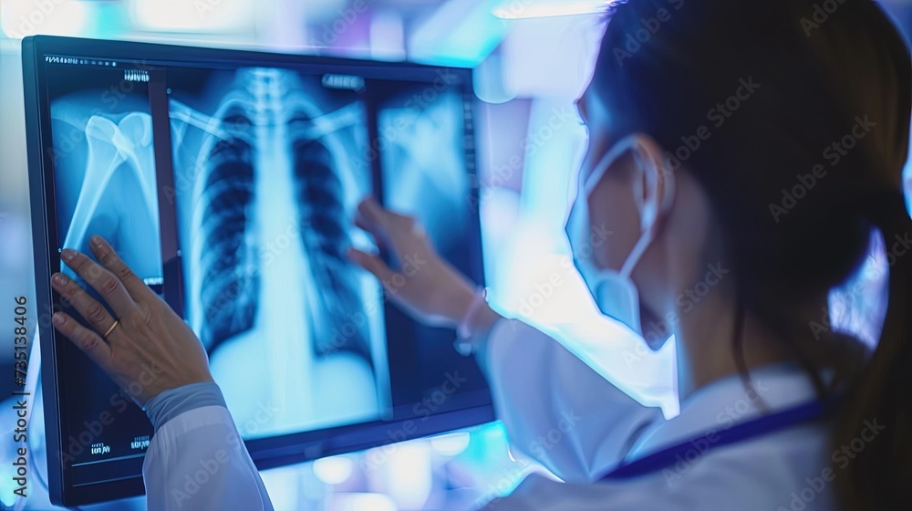 Doctor analyzing xray for healthcare diagnosis. Closeup of woman ...