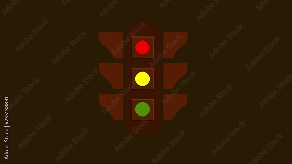 Animation of Traffic Light on black background. Traffic light icon lamp ...