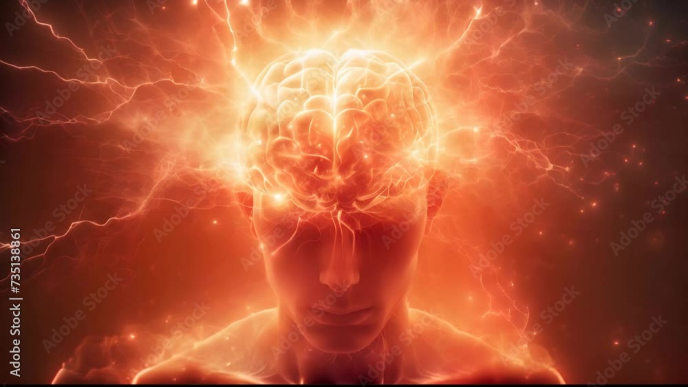 brain neuron activity, neural connections, energy emission ...