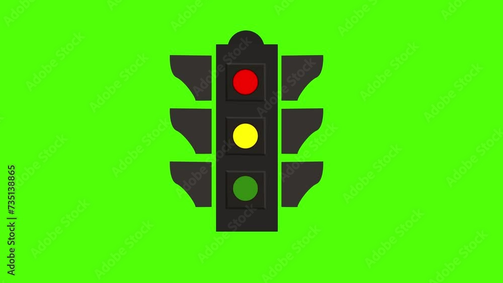 Animation of Traffic Light on black background. Traffic light icon lamp ...