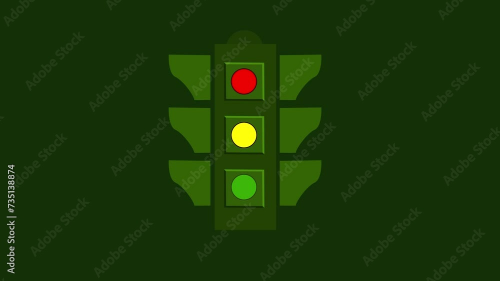 Animation of Traffic Light on black background. Traffic light icon lamp ...