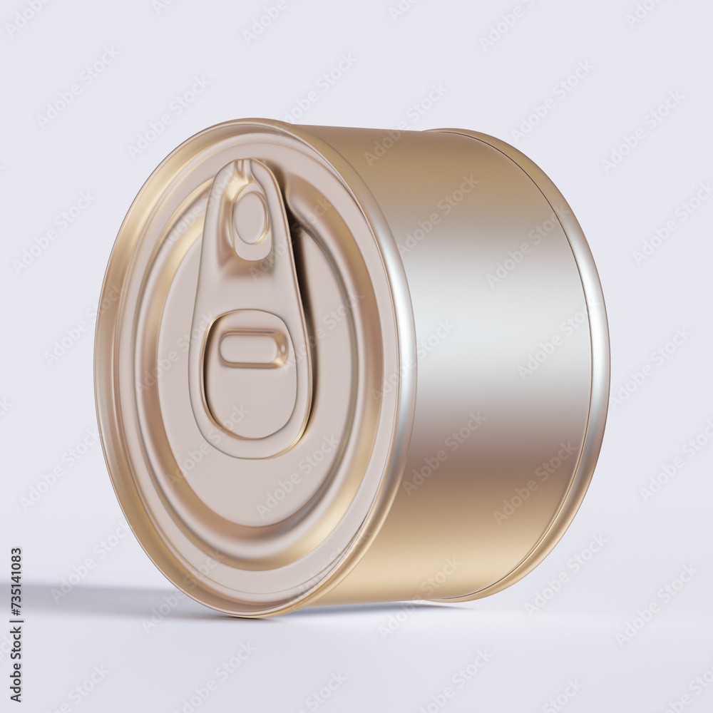 White blank tin can gold metal Tin Can with key, canned Food. Isolated ...