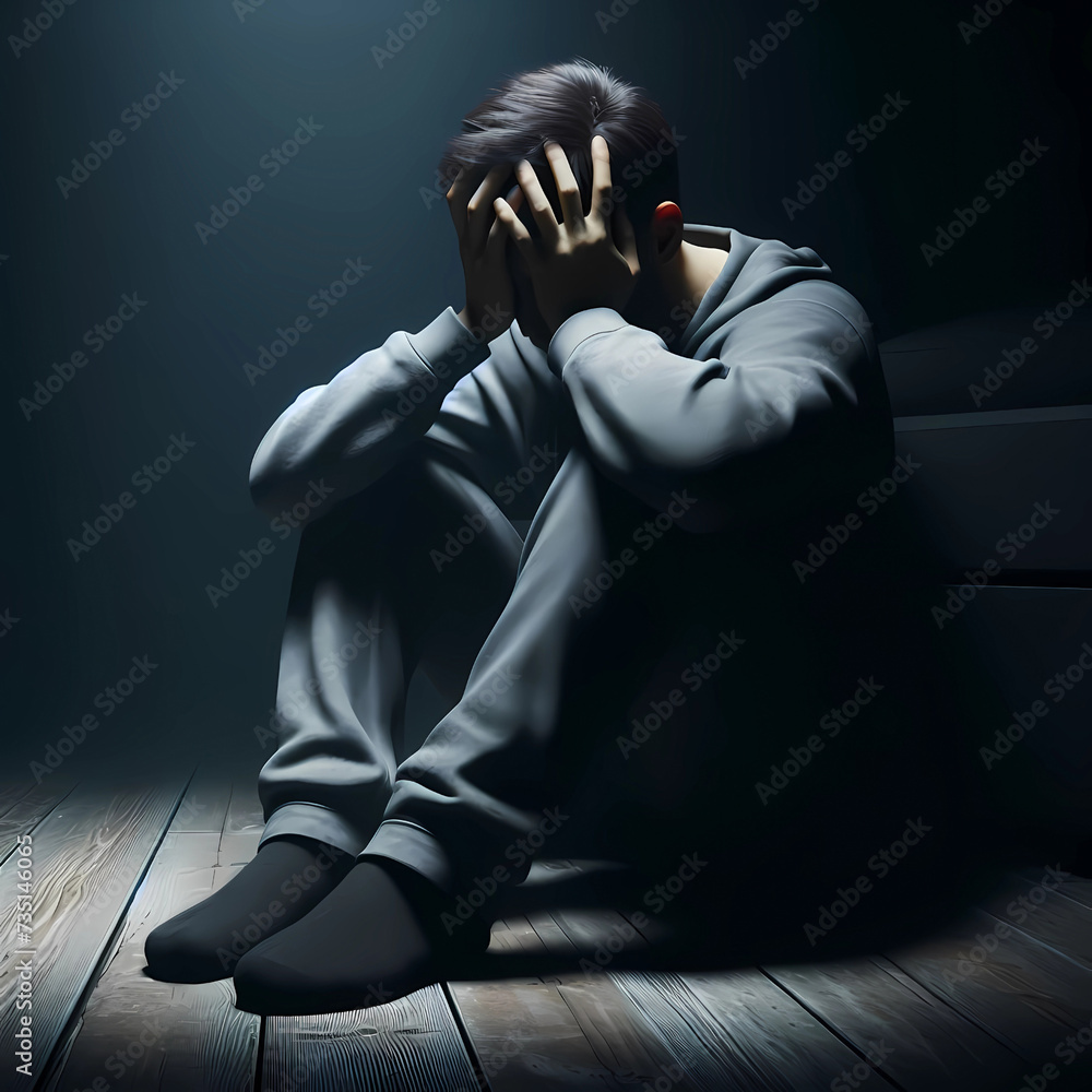 persona, moreno, cara, sentada, abatido, agiotaje, gente, triste ...