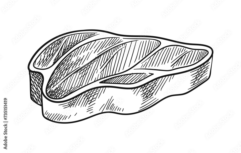 Meat product linear. Hand drawn sketch of beef and pork. Minimalistic ...