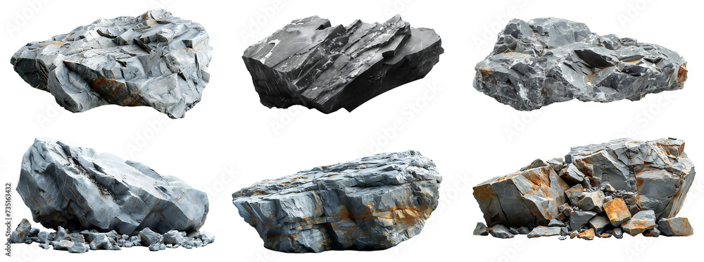 Broken stone set on a transparent background. Stone png Stock Photo ...