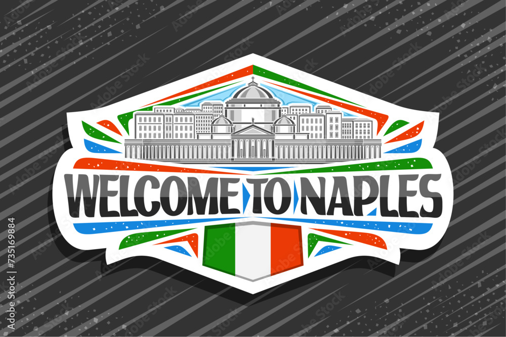 Vector logo for Naples, white decorative label with outline ...