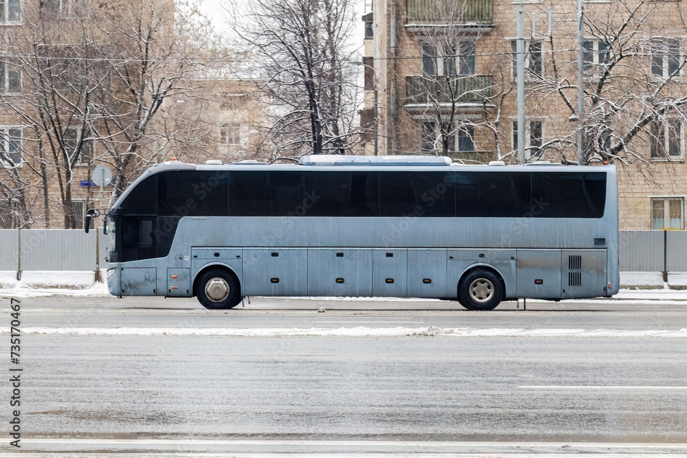 Zhongtong Bus 6137H coach Compas on city street, side view Stock Photo ...