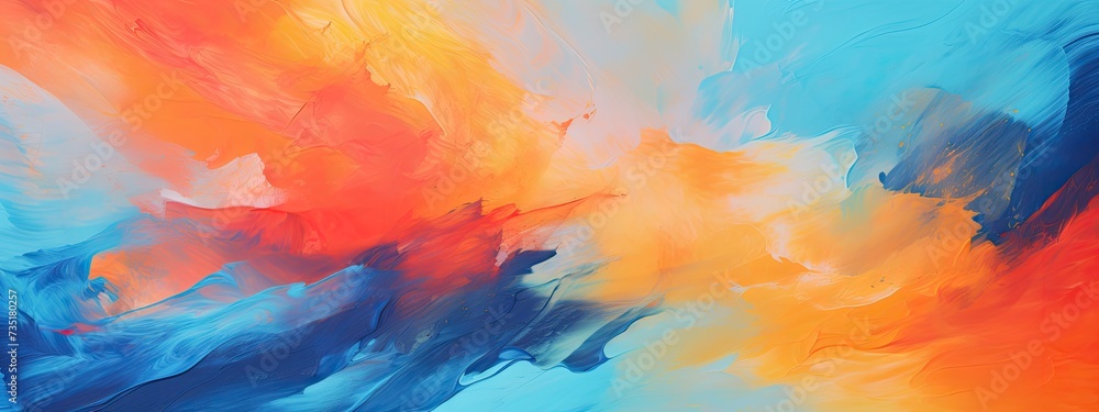 Vibrant royal blue and orange painting textures for poster and web ...