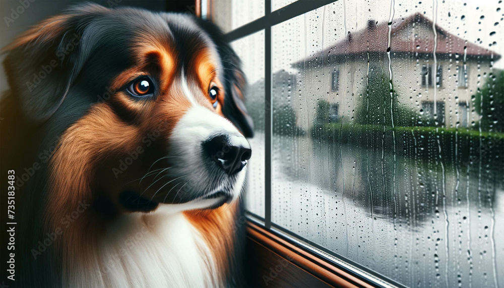 A photorealistic image in horizontal format showing a close-up of a dog ...