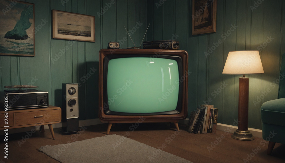 Vintage tube television set as a nostalgic centerpiece in a retro ...