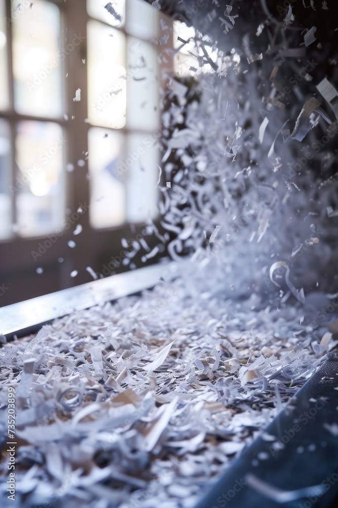 A picture showing a significant quantity of shredded paper being ...