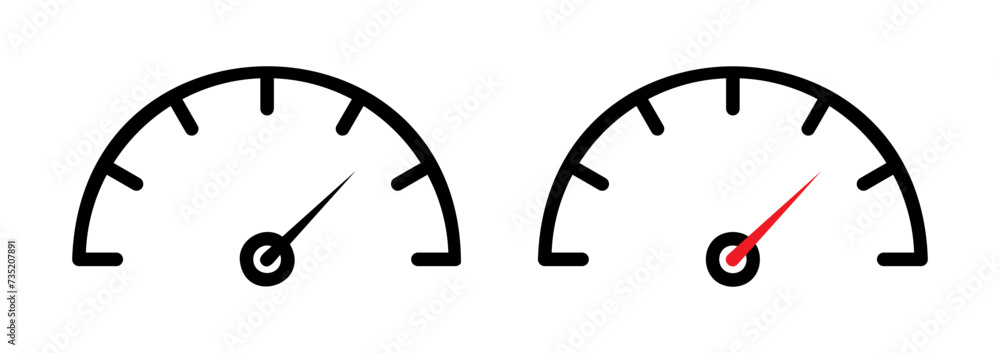 Speedometer Vector Illustration Set. Car Speed Odometer Sign in ...