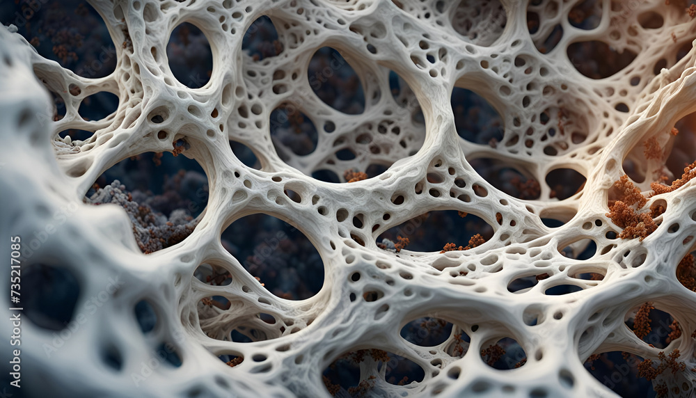 Makro Nahaufnahme von Knochen Kalk Ablagerungen Struktur im ...