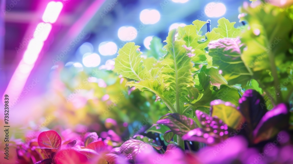 Vibrant Indoor Agriculture Setup - Lush greens flourish under the glow ...
