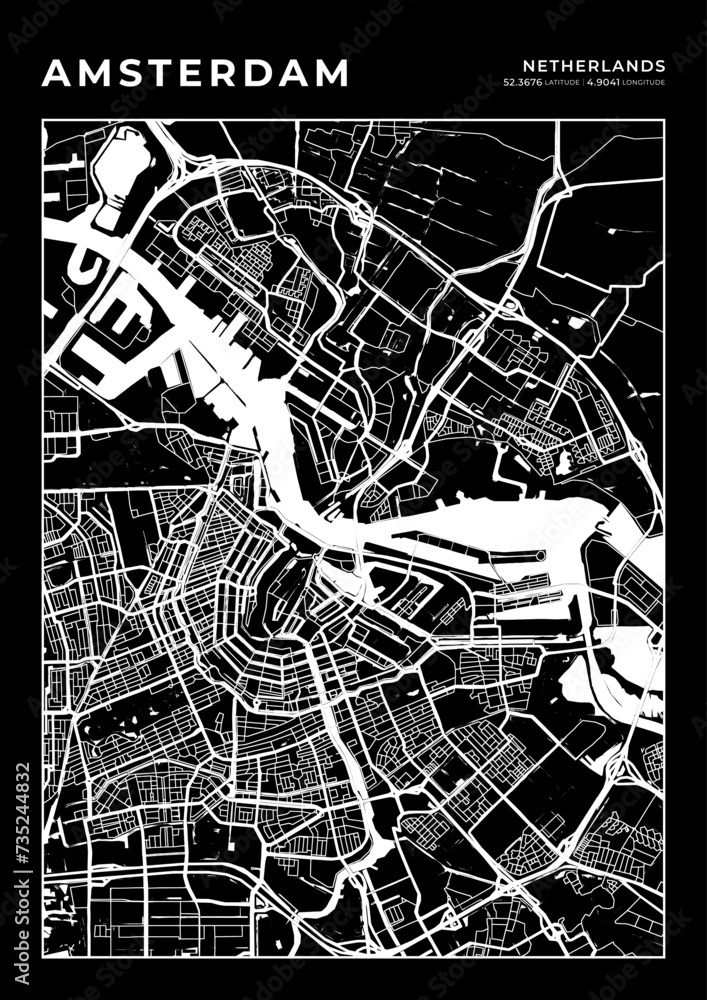 Amsterdam City Map, Cartography Map, Street Layout Map Stock Vector ...