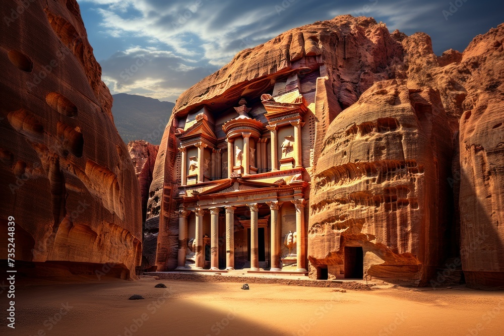 Petra temple from Jordan. Ancient old sandstone monastery mountain ...