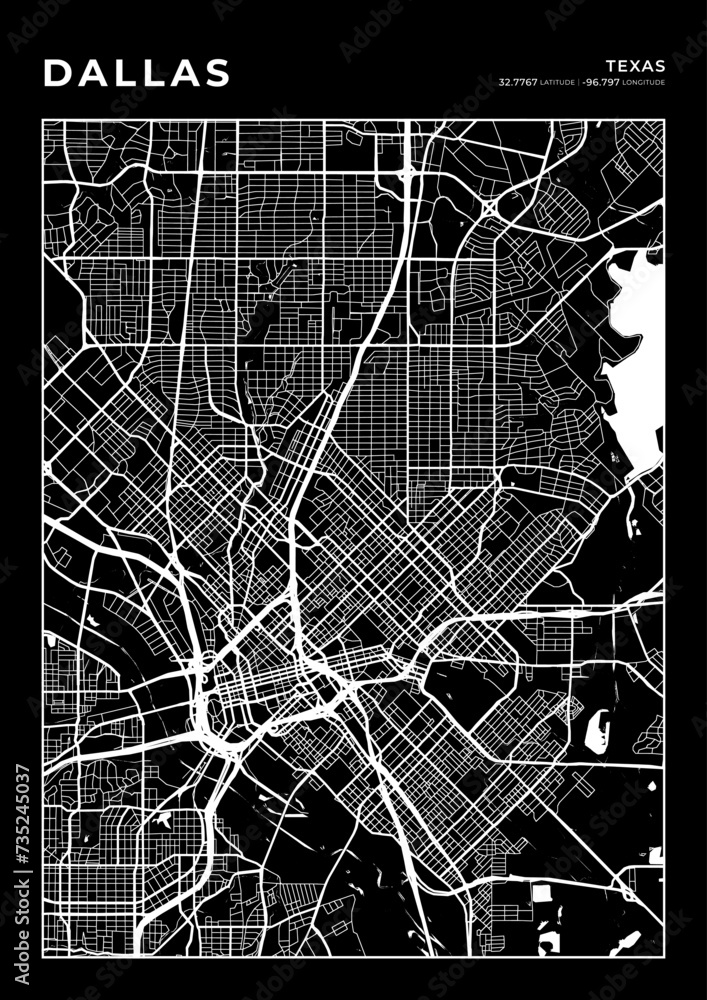 Dallas City Map, Cartography Map, Street Layout Map Stock Vector ...