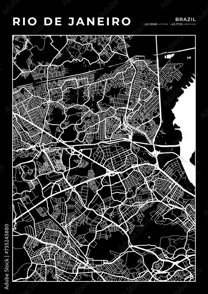 Rio de Janeiro City Map, Cartography Map, Street Layout Map Stock ...