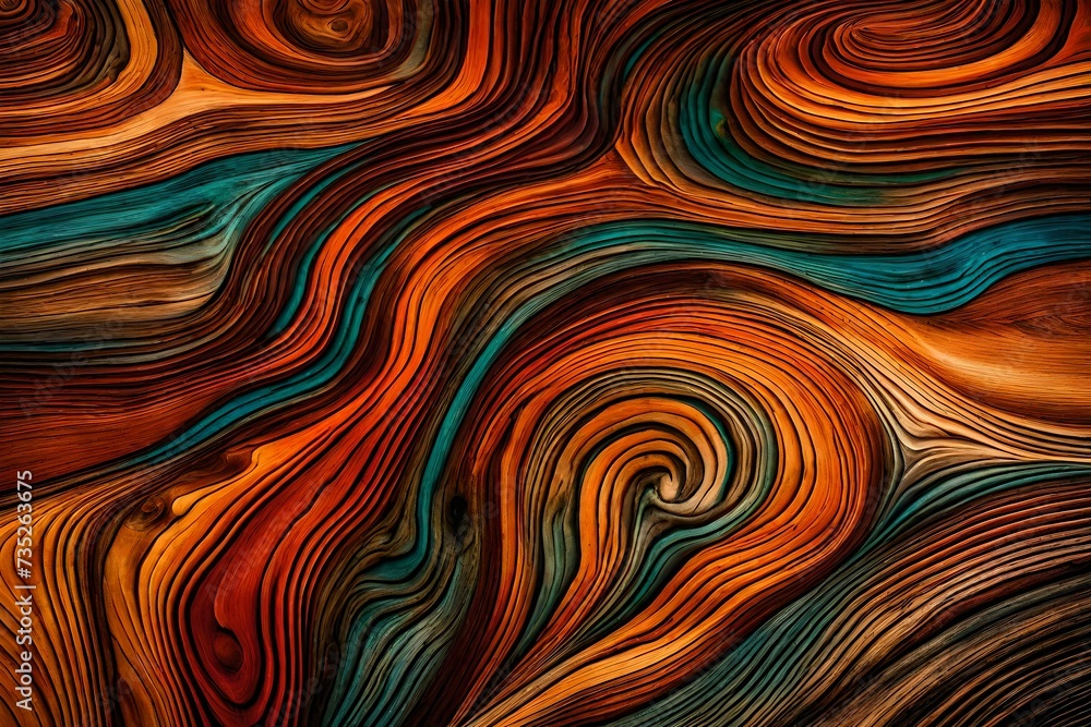 abstract colorful background with waves, Wood aged art architecture ...