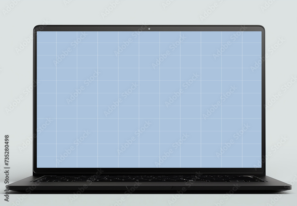 Front View of a Laptop Mockup Layout With Grey Background, Ai Generated ...