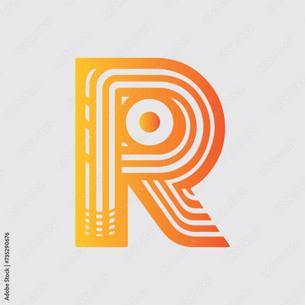 Letter R logo simple modern 3d design style and gradient color abstract ...