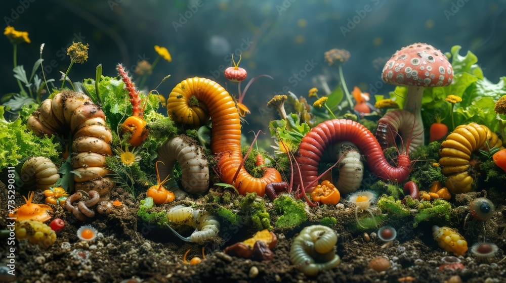 Vibrant Compost Ecosystem: Earthworms and Microbes in Action. Dive into ...
